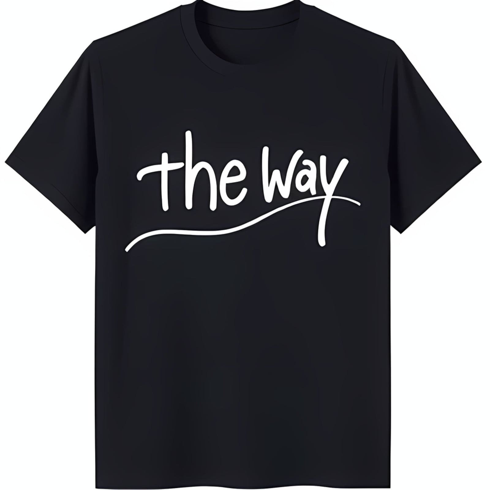 Simple Fit Black T-Shirt With Handwritten 'The Way' Design And Curvy ...