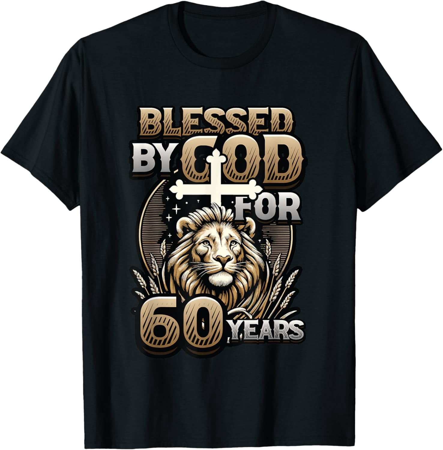 Simple Fit Blessed By God For 60 Years Religious Themed 60Th Birthday T ...