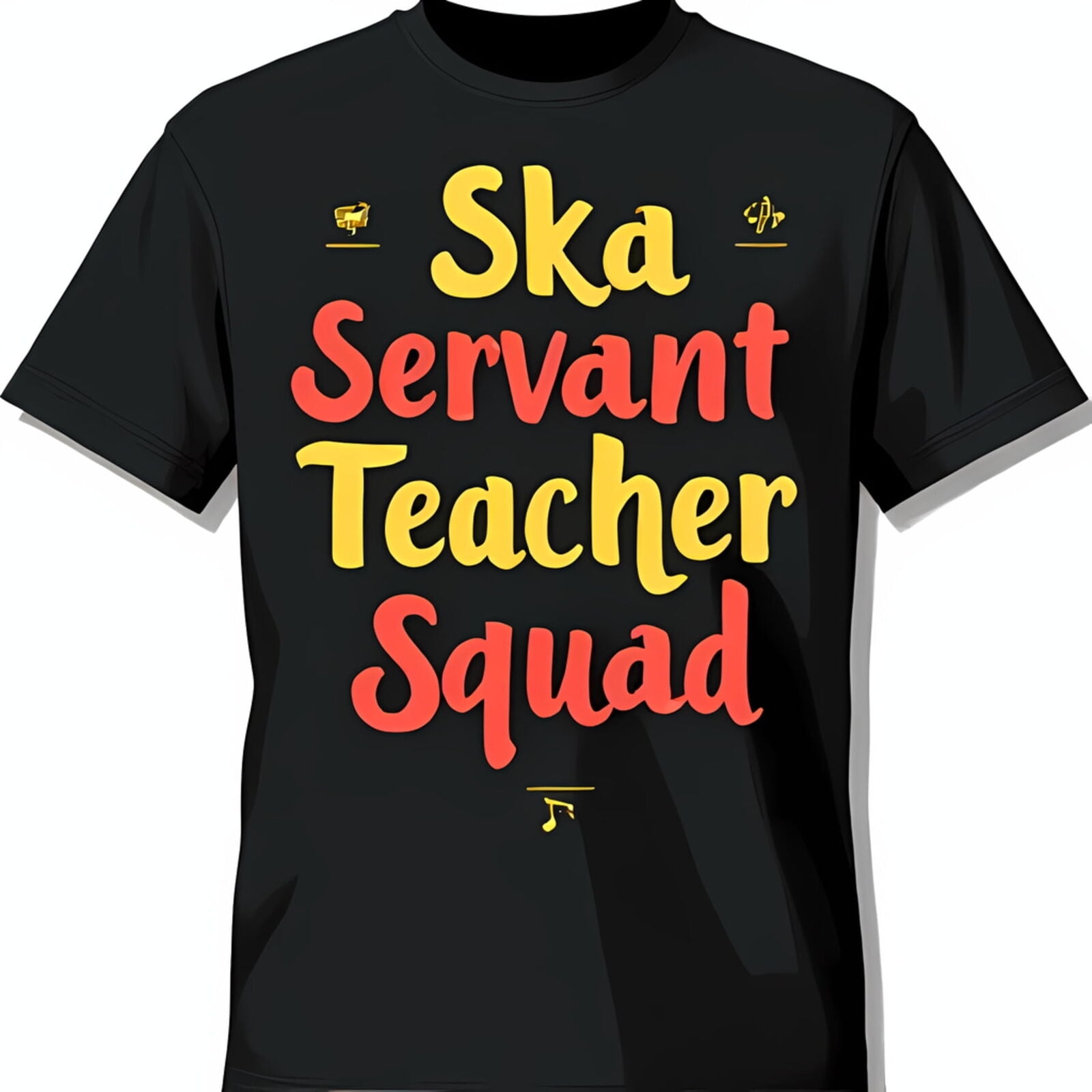 Simple Fit Bold Black T-Shirt With Ska Servant Teacher Squad Graphic ...