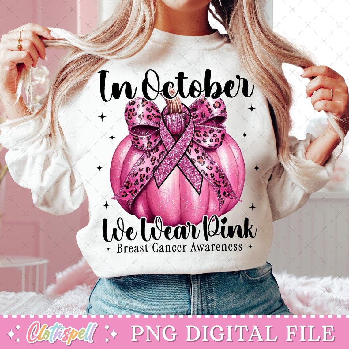 Simple Fit Breast Cancer, in October We Wear Pink, Glitter Breast ...