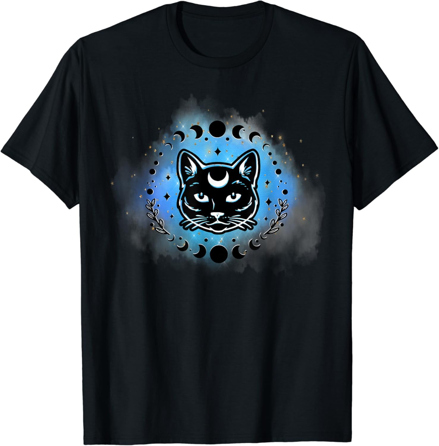 Simple Fit Cat Moon Phases Witchy Design Goth Celestial Astrology Art T ...