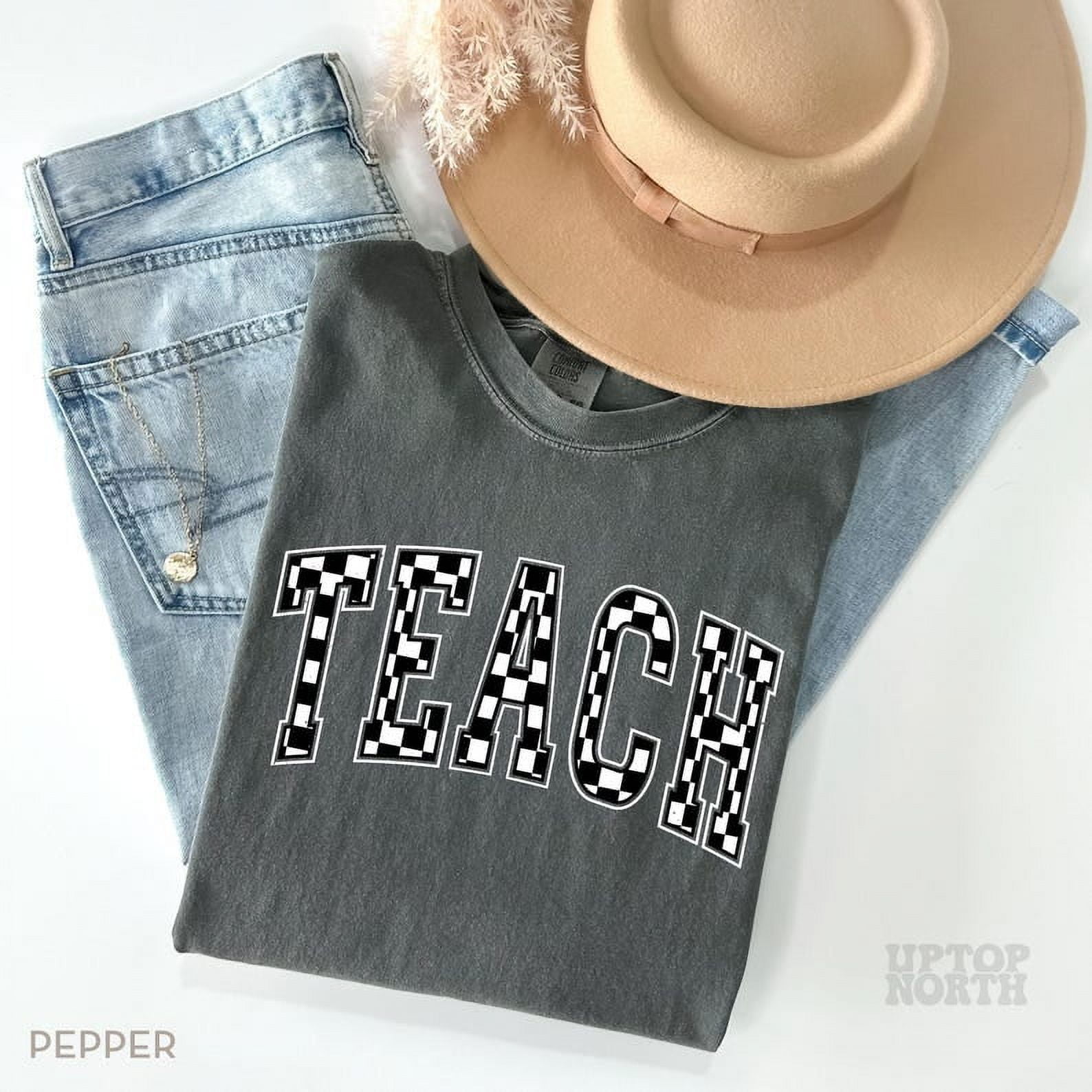 Simple Fit Checkered Teacher Shirt Gift For Teacher, Retro Teach Tee ...
