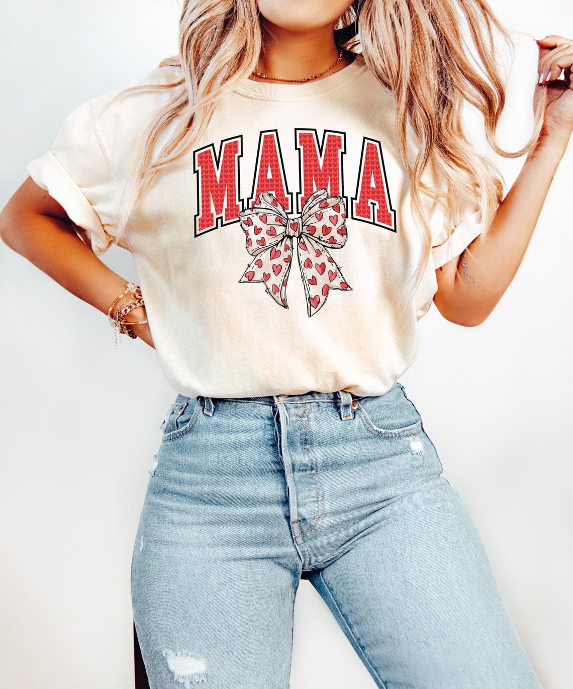 Simple Fit Cherry Bow Coquette Mama Hoodie, Retro Mama Sweater, Mama ...