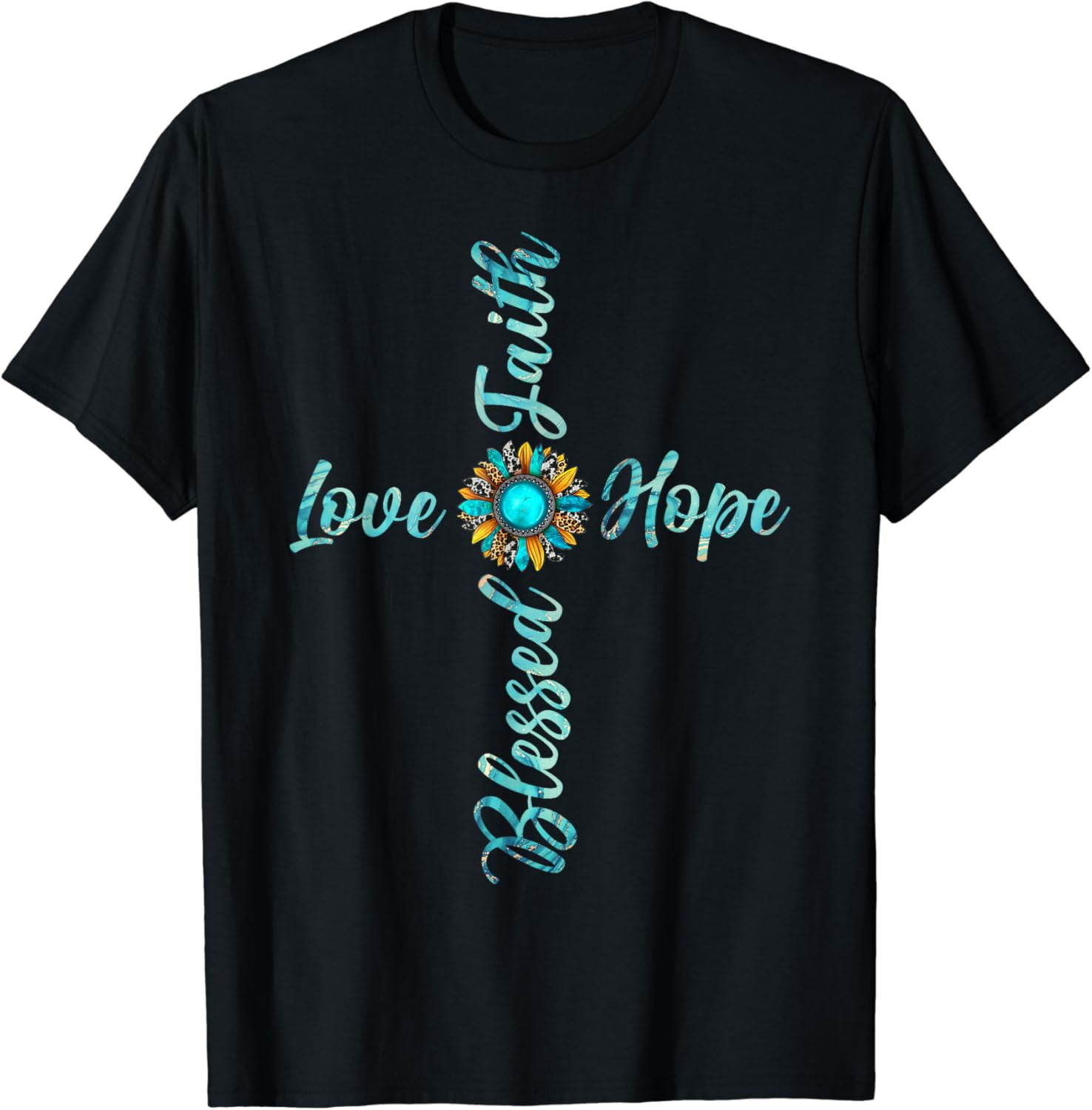 Simple Fit Christ Faith Hope Love Sunflower Panther Christian Women T ...