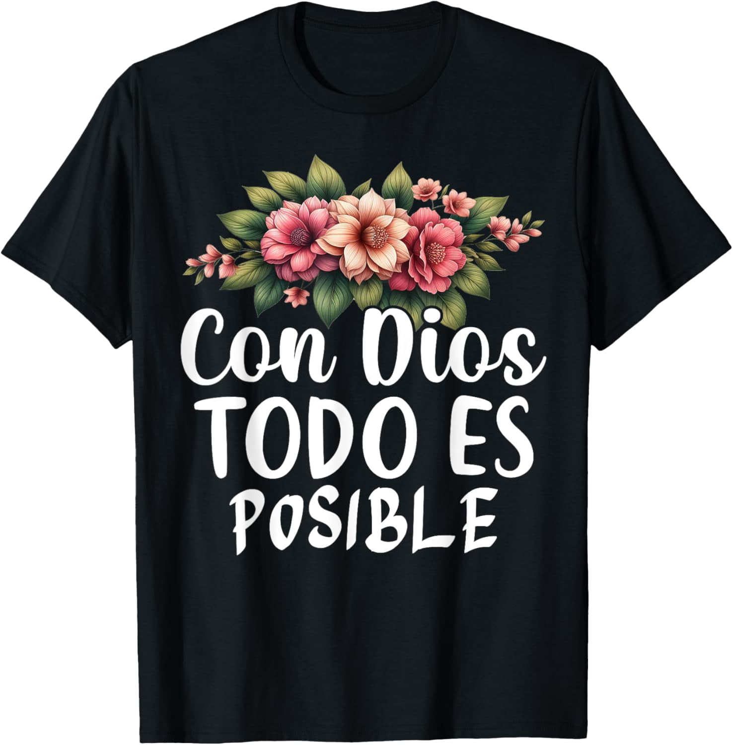 Simple Fit Con Dios Todo Es Posible Christian Spanish Religious T-Shirt ...
