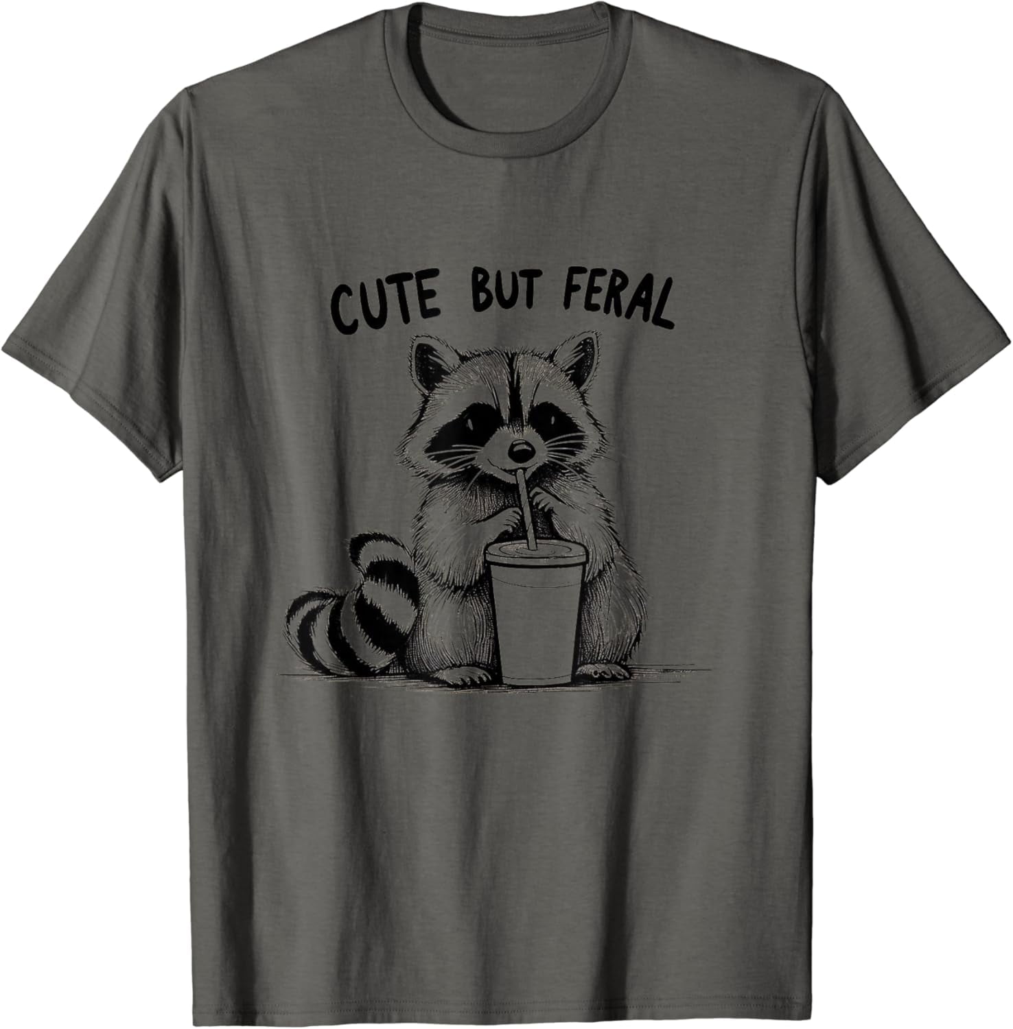 Simple Fit Cute But Feral Funny Raccoon T-Shirt - Walmart.com