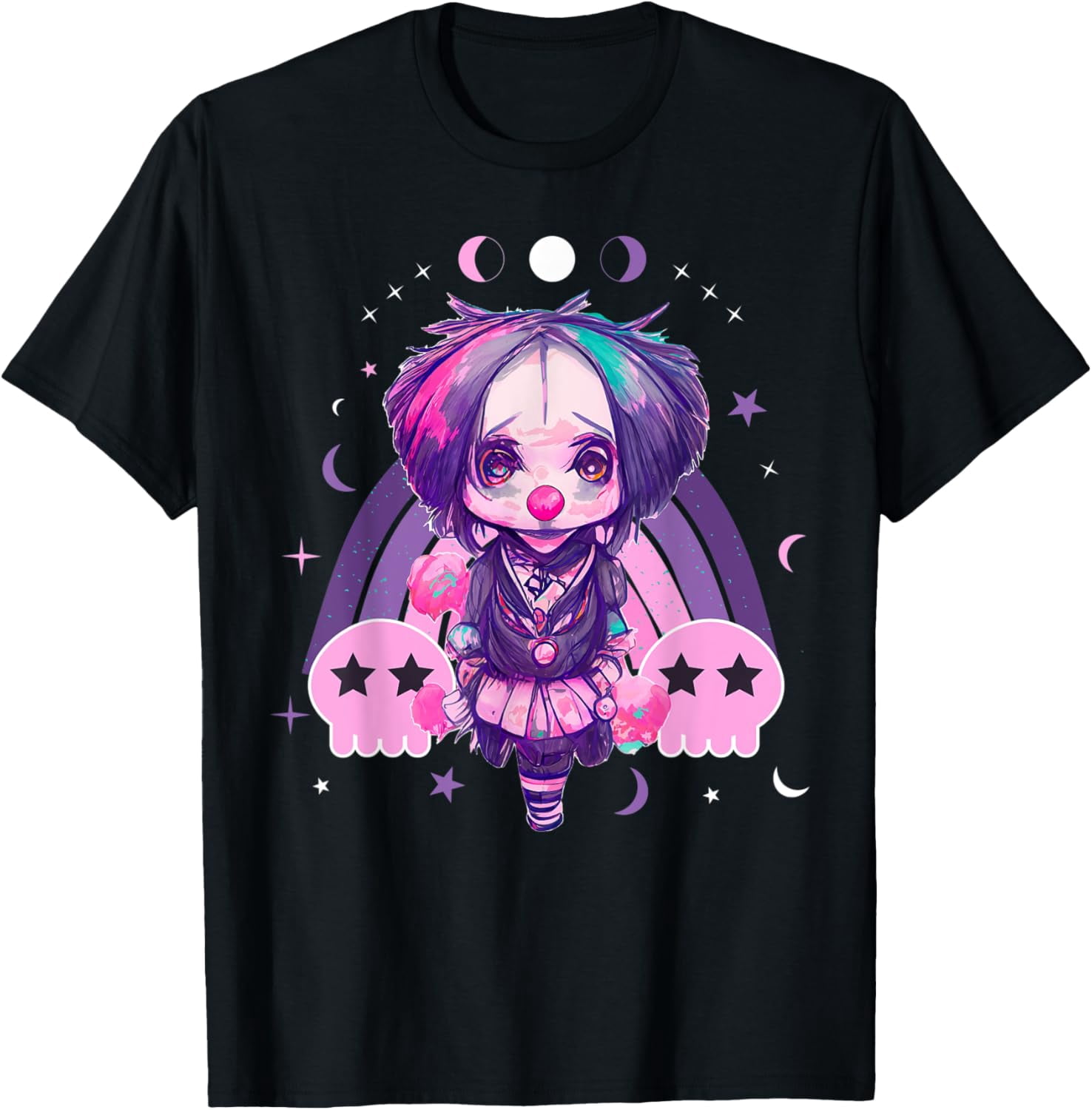 Simple Fit Cute Clown Chibi Moon Phase Pastel Gothic T-Shirt - Walmart.com
