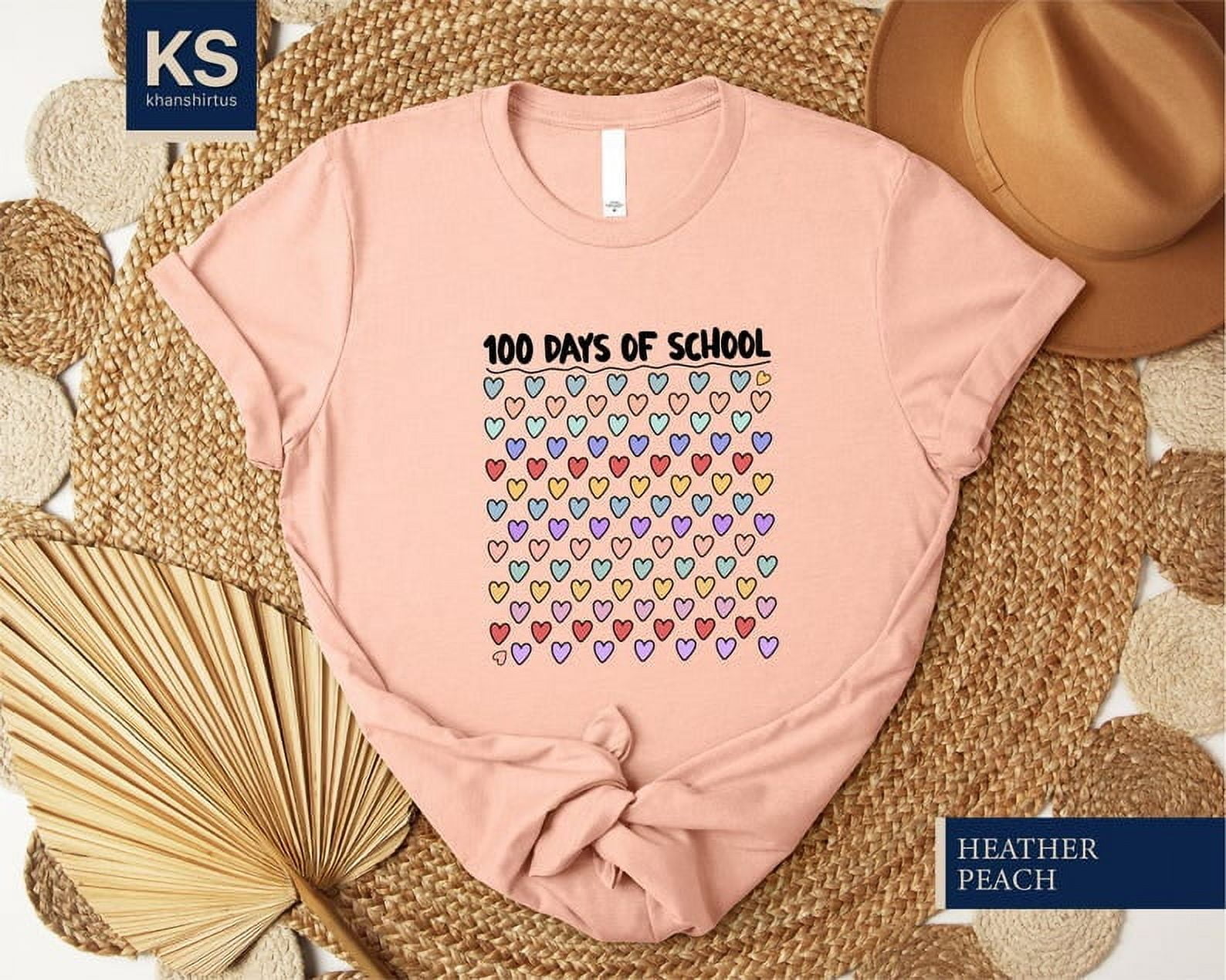 Simple Fit Cute Hearts 100 Days Of School Shirt, Kindergarten Teacher ...