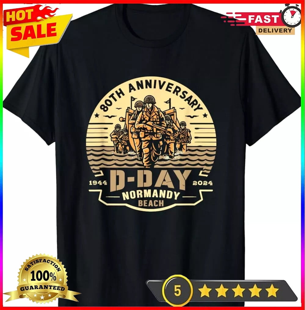 Simple Fit D-Day 80Th Anniversary T-Shirt, 1944-2024, Remember Normandy ...