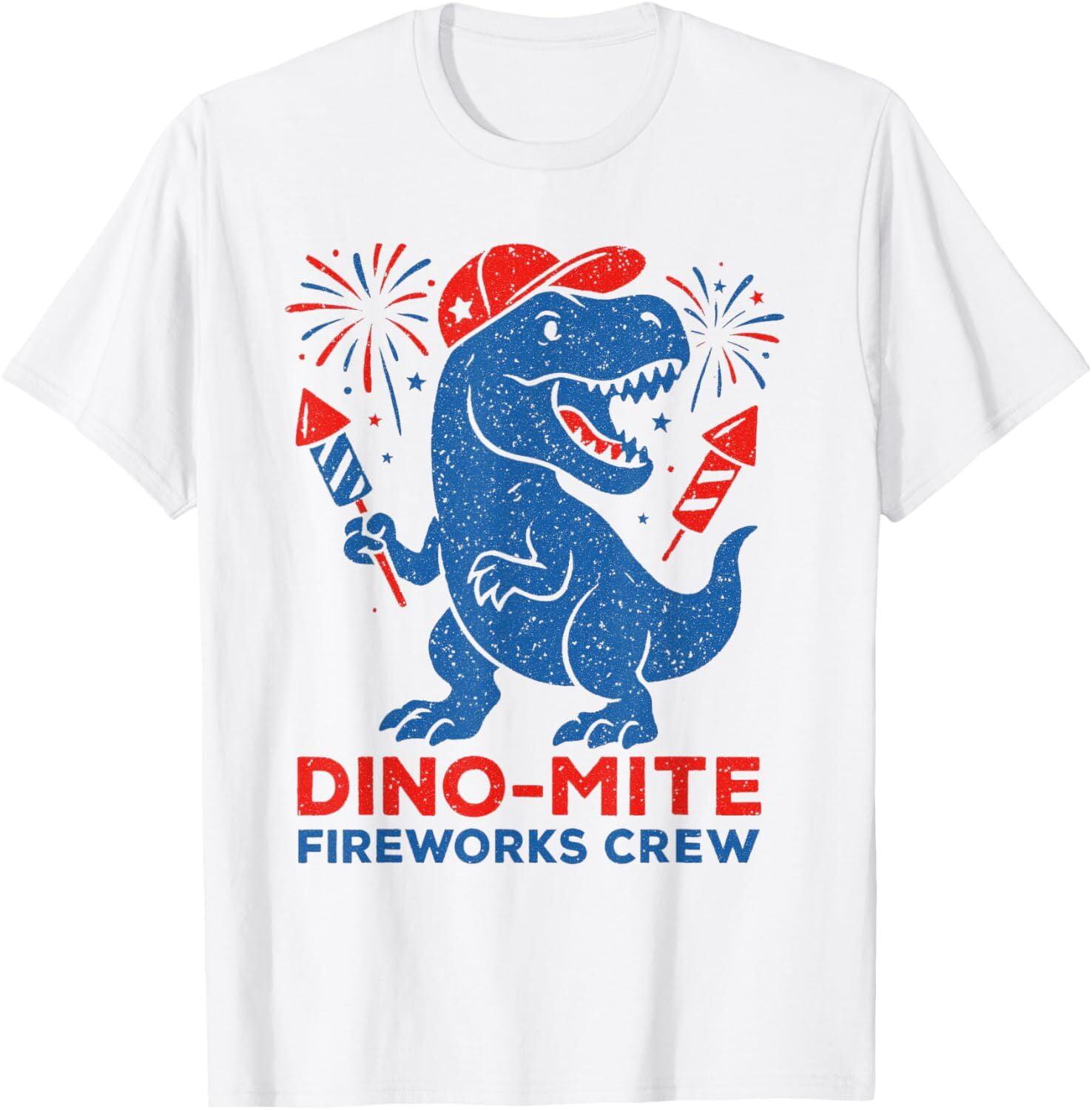 Simple Fit Dino-Mite Fireworks Crew, Dinosaur Usa, American Flag T-Shirt Gift For Him/Her ...