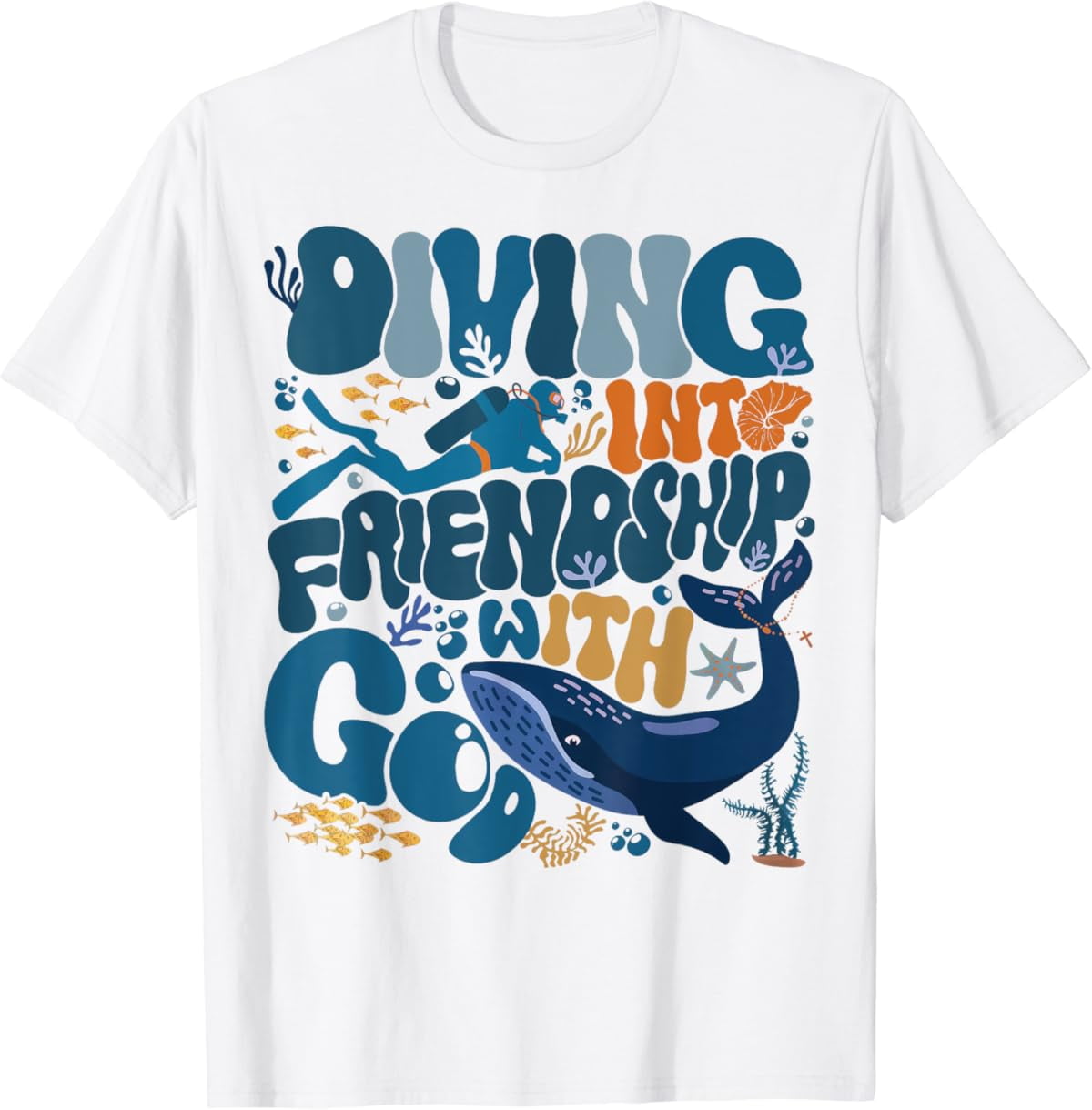 Simple Fit Diving Into Friendship With God Scuba Vbs 2024 Christian T-Shirt All Size S-5XL ...