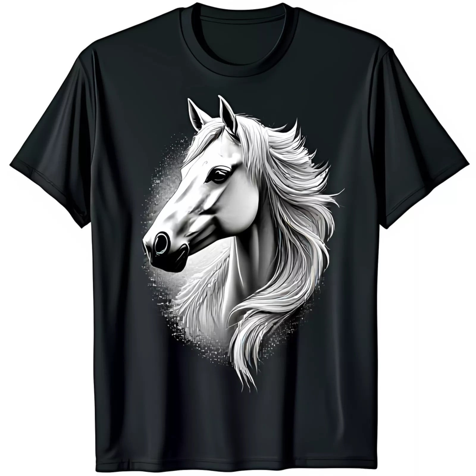 Simple Fit Elegant Black T-Shirt With Subtle Horse Design For Casual ...