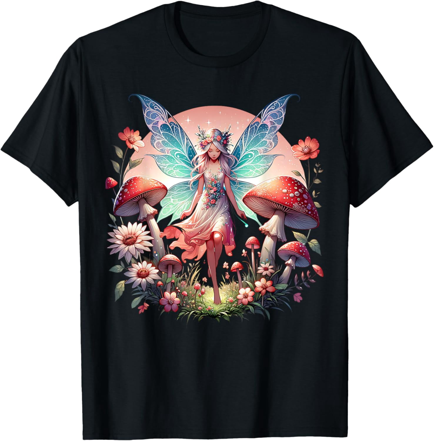 Simple Fit Enchanted Forest Fairy Fantasy Mystical Butterfly & Floral T ...