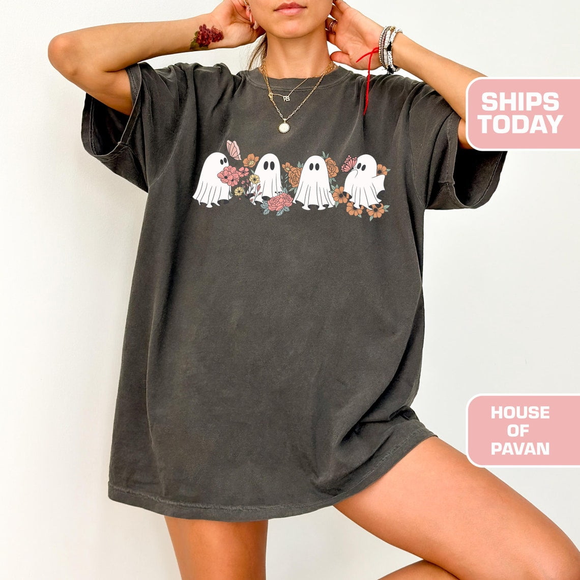 Simple Fit Enchanted Spirits Tee, Ghosts & Butterflies Floral Graphic ...