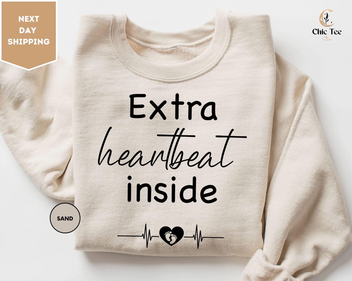 Simple Fit Extra Heartbeat Inside Sweatshirt, Baby Announcement ...