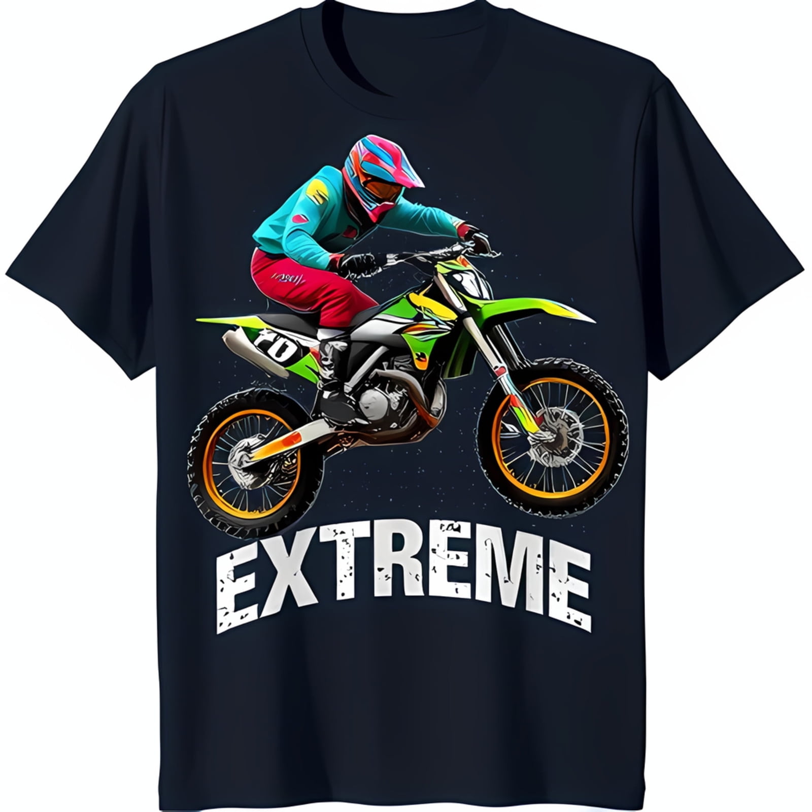 Simple Fit Extreme Motocross Rider Graphic T-Shirt Dark Blue With ...