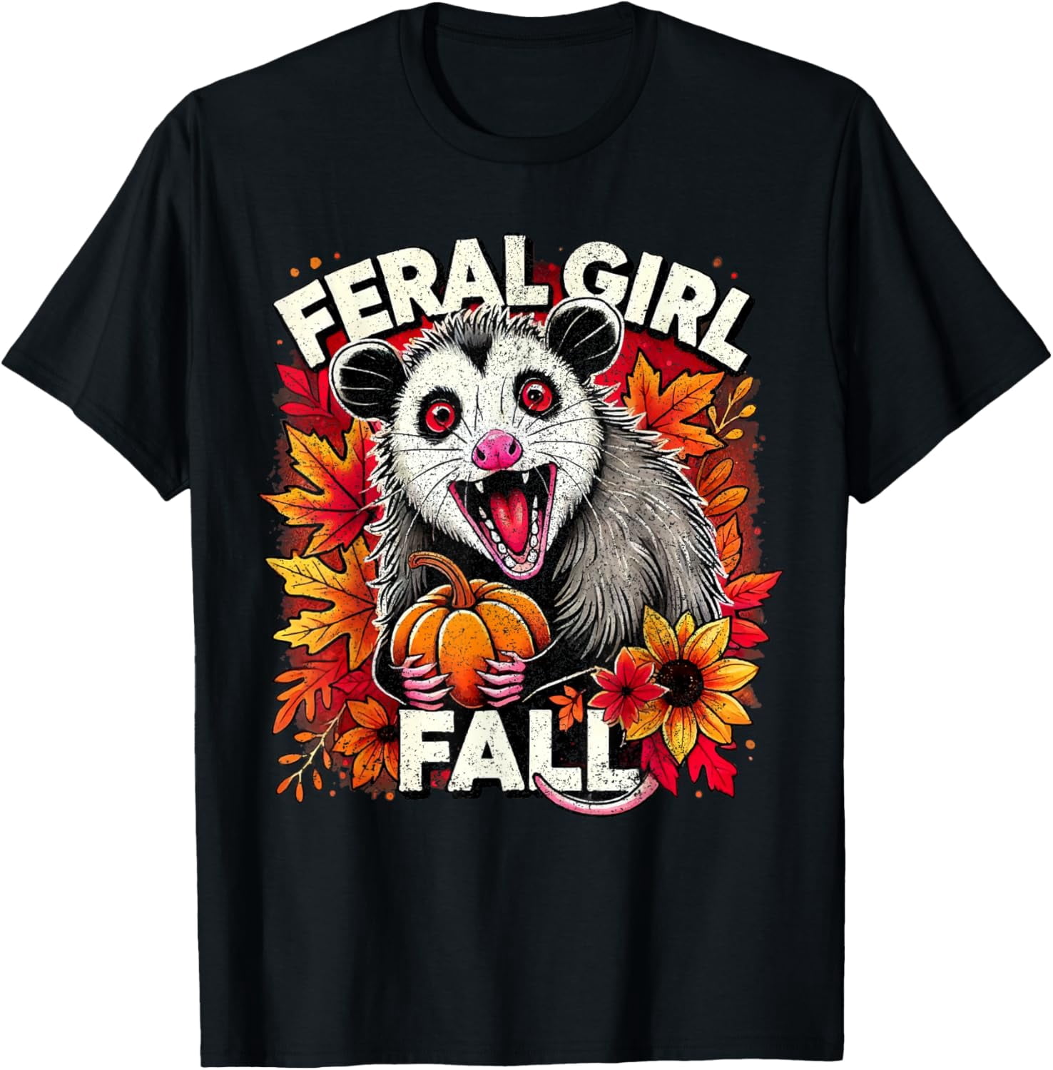 Simple Fit Feral Girl Fall Opossum Feral Girl Fall T-Shirt - Walmart.com