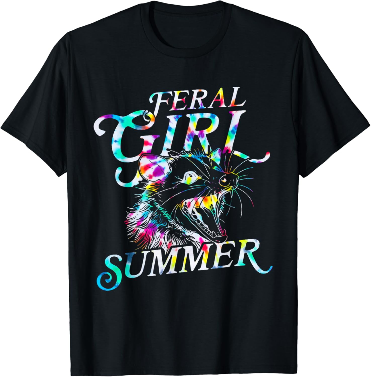 Simple Fit Feral Girl Summer Funny Possum Tie Dye T-Shirt - Walmart.com