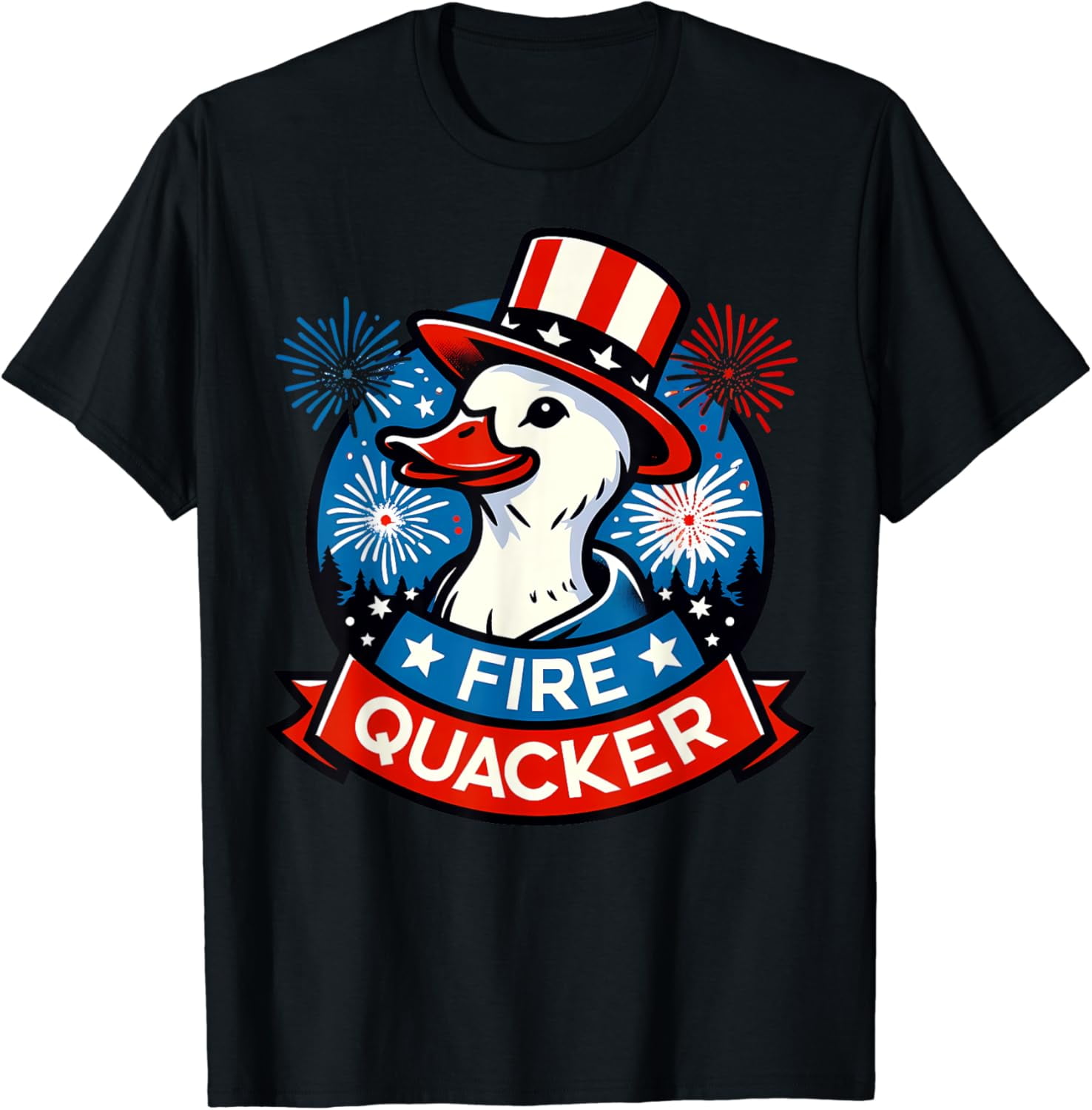 Simple Fit Fire Quacker Funny Fourth Of July Duck Patriotic Usa T-Shirt ...