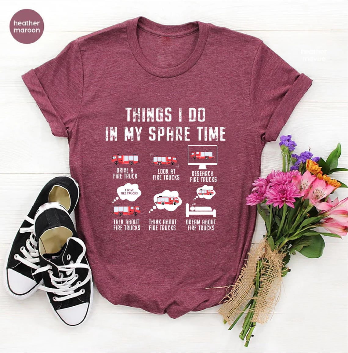Simple Fit Firefighter T-shirt, In My Spare Time Firetruck Shirt ...