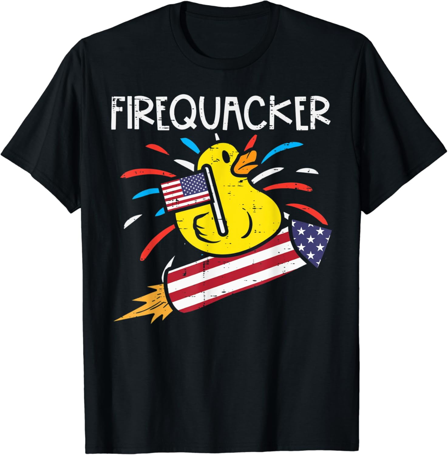 Simple Fit Firequacker Duck On Firecracker Funny 4Th Of July Patriotic ...