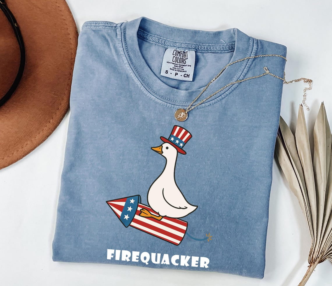Simple Fit Firequacker Goose Shirt, 4Th Of July Shirt, Patriotic Tshirt, Independence Day Tee ...