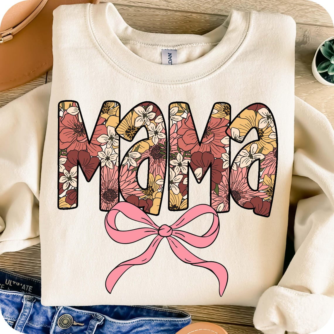 Simple Fit Floral Mama Coquette, Mama Flower, Retro Mama Flower, Mama ...