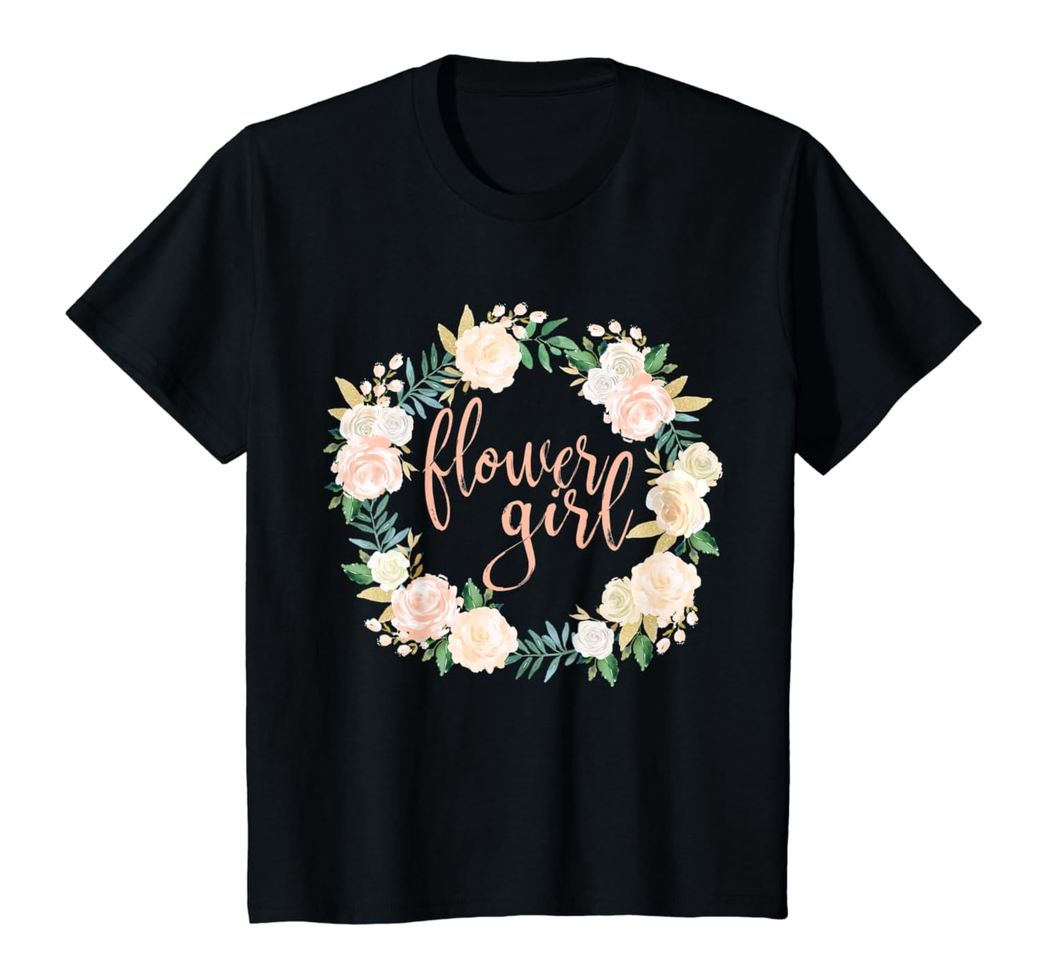 Simple Fit Flower Girl Blush Floral Wreath Wedding T-Shirt - Walmart.com