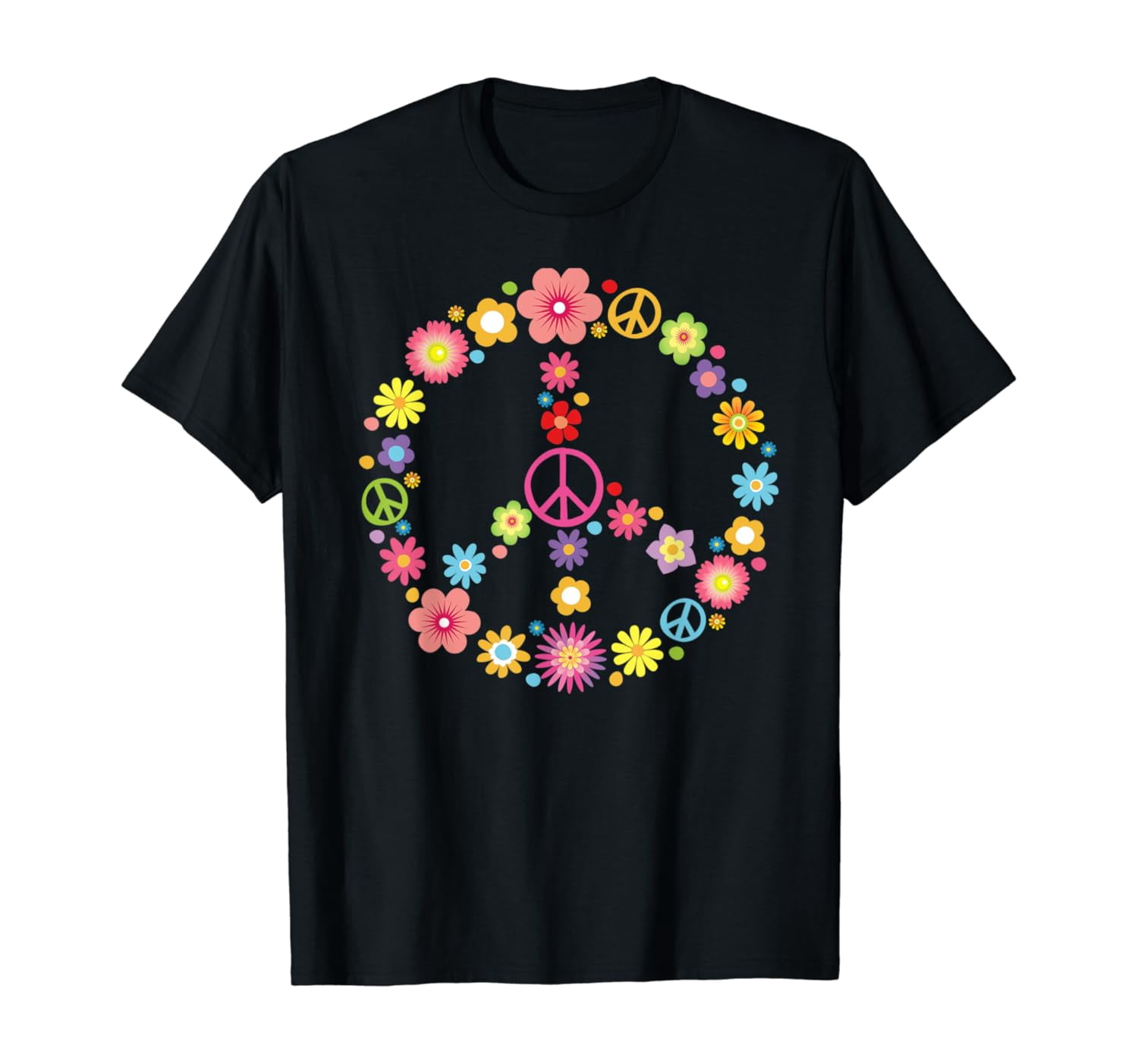 Simple Fit Flower Power Floral Peace Sign Love Trippy 60S 70S Hippie T ...