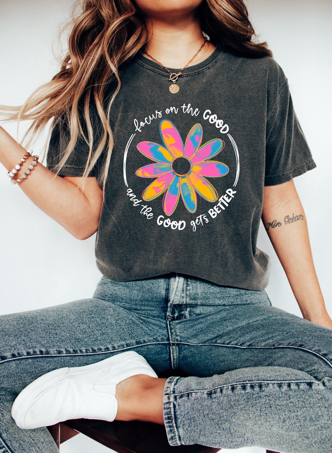 Simple Fit Focus On The Good Retro Positivity Shirt, Motivational Shirt ...
