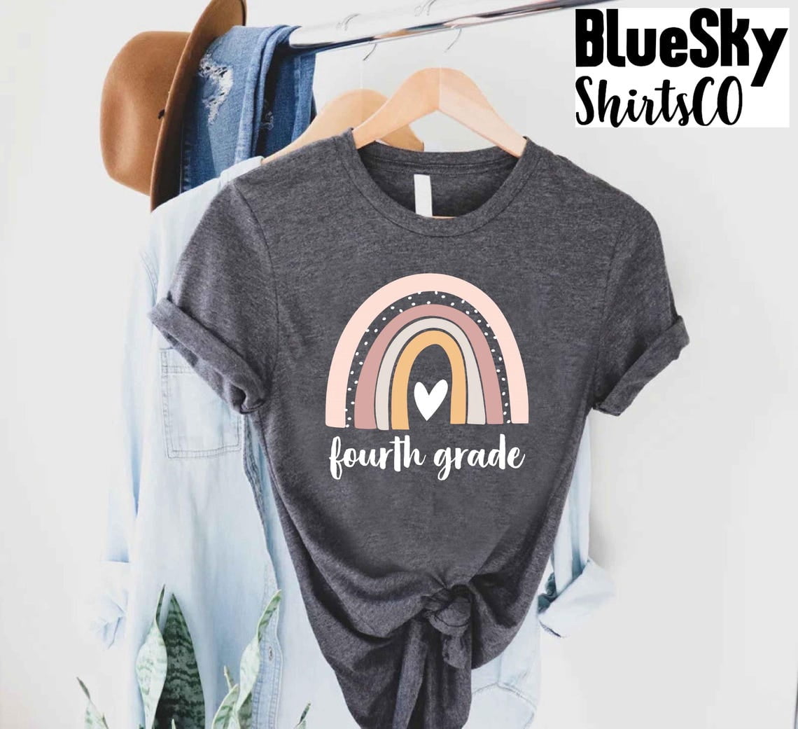 Simple Fit Fourth Grade Teacher Shirt, Gift For Teacher, Rainbow Fourth ...