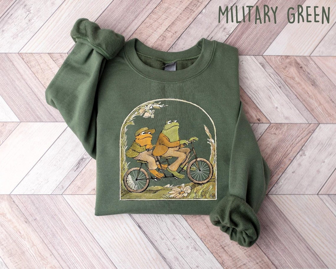 Simple Fit Frog And Toad Classic Book Sweatshirt, Frog And Toad On Bike Shirt, Nature Shirt ...