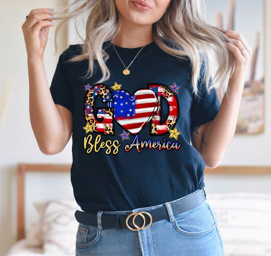 Simple Fit God Bless America , America Jesus Shirt, 4th of July America Shirt, 4th of July Jesus ...