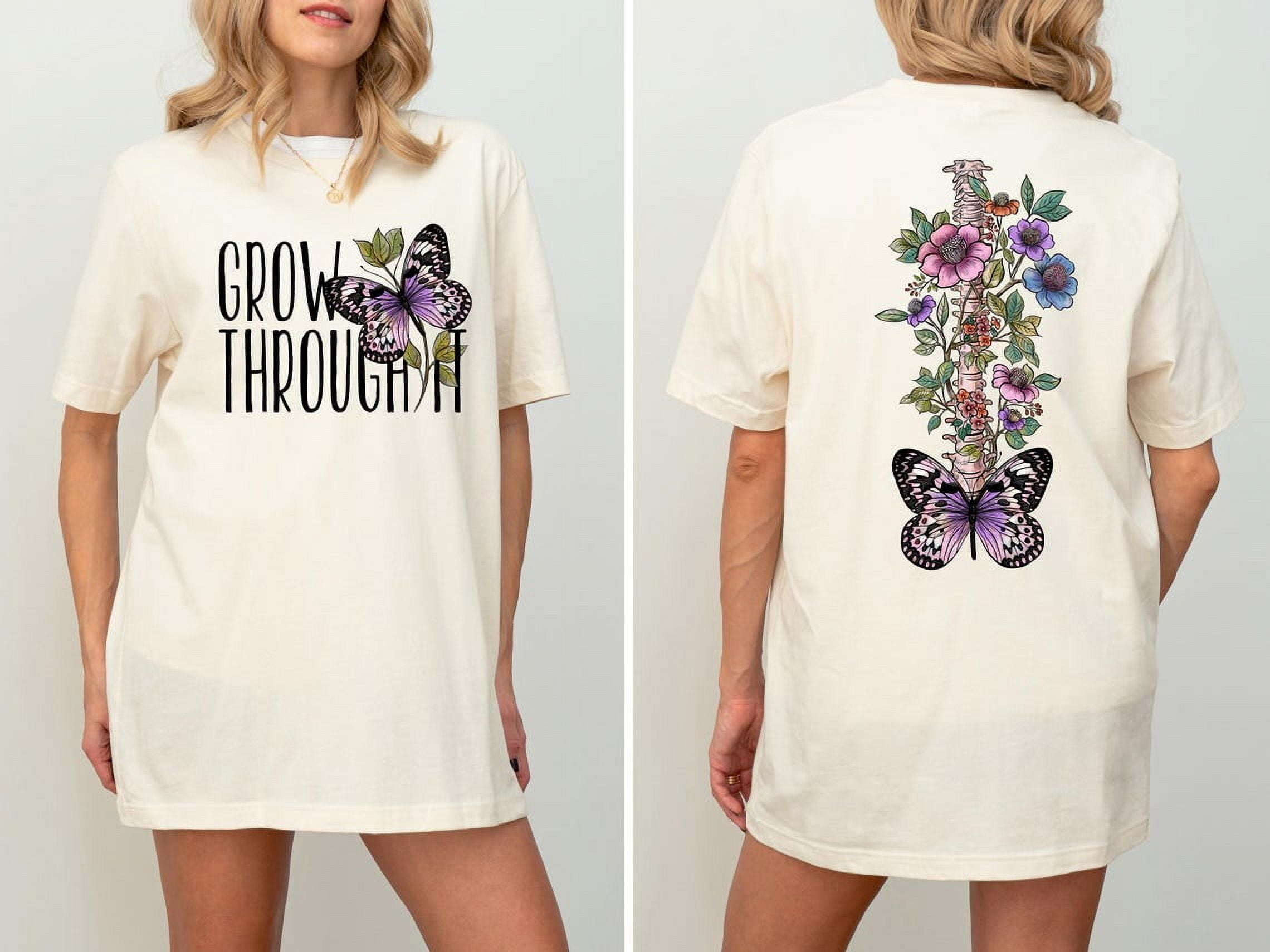 Simple Fit Grow Through What You Go Through, Motivational Shirt, Plant ...