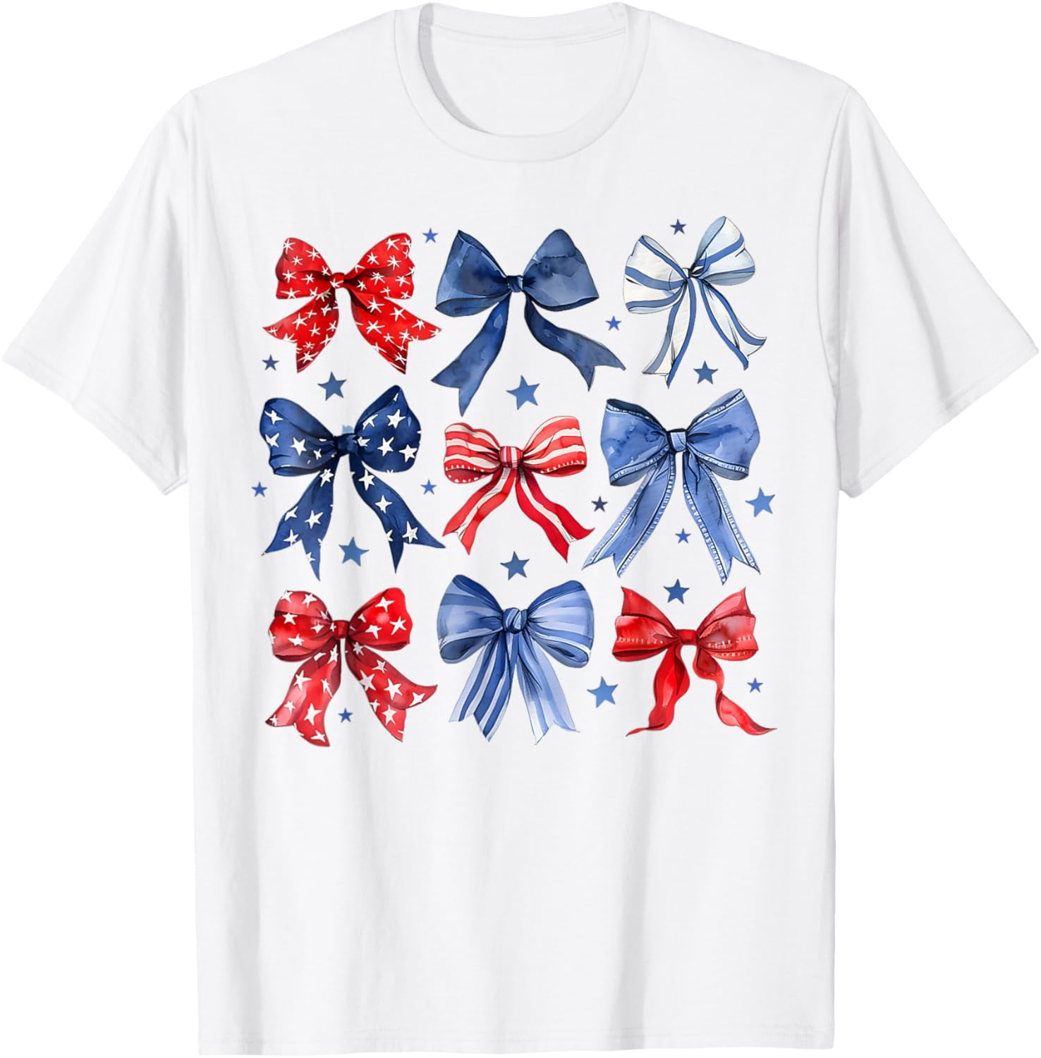 Simple Fit Happy 4Th Of July Patriotic Girl Boho Coquette Bows T-Shirt ...