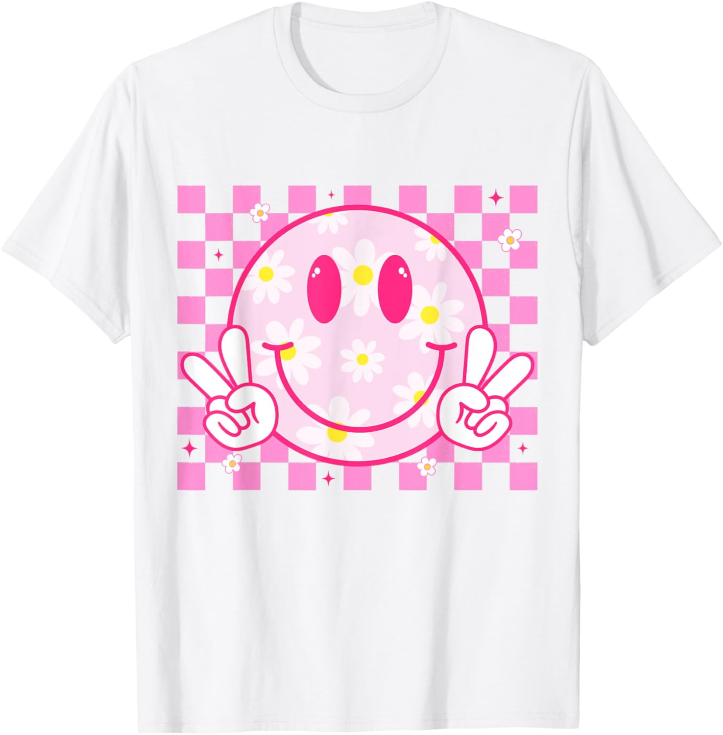 Simple Fit Happy Face Daisy Flower Design Preppy Aesthetic Smile Face T ...