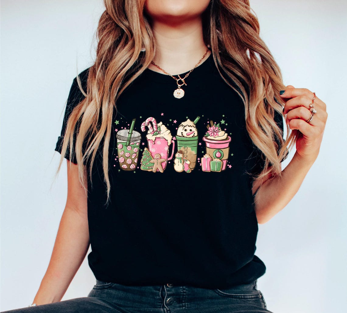 Simple Fit Happy Holidays Pink Coffee Shirt, Happy Holidays Cookies ...