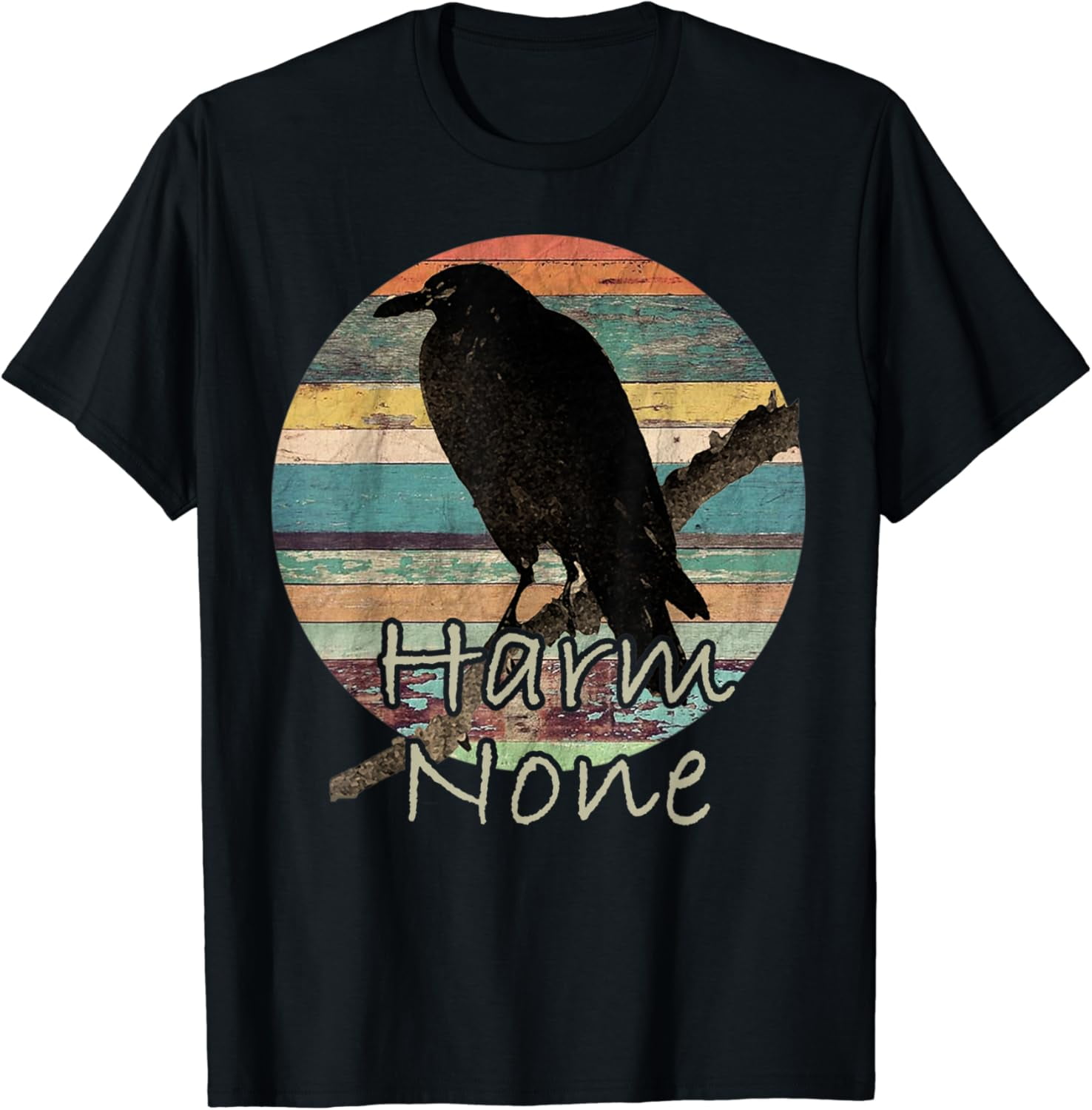 Simple Fit Harm None Black Crow Witch, Wiccan, Pagan Design T-Shirt ...