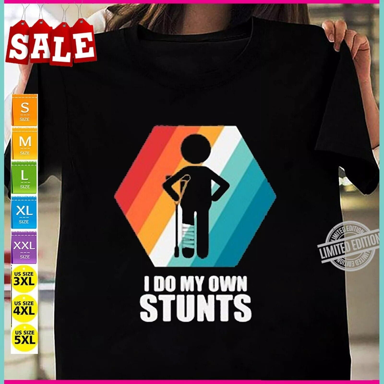 Simple Fit I Do My Own Stunts T-Shirt, Broken Leg Feet Injury Get Well ...