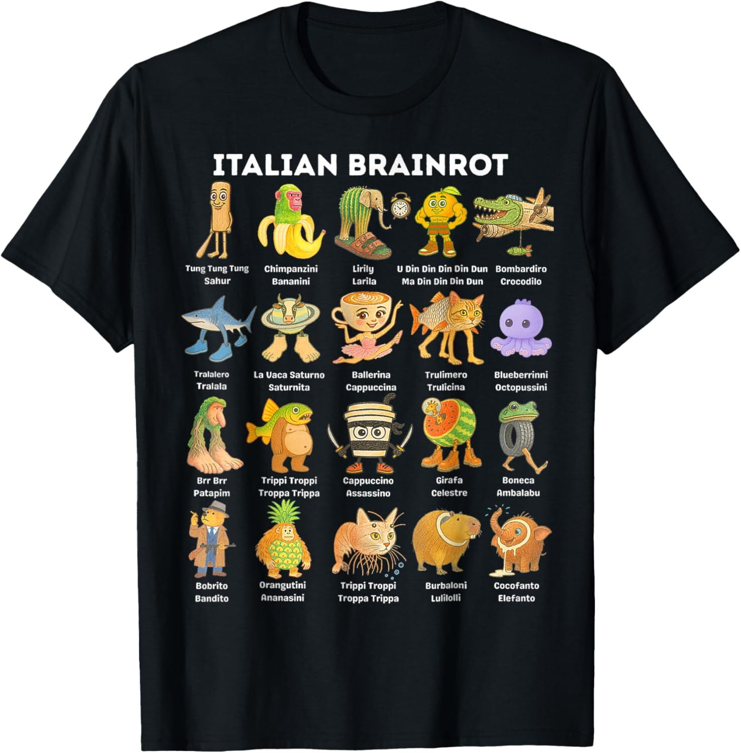 Simple Fit Italian Brainrot All Brainrot Animals Humor T-Shirt Hoodie ...