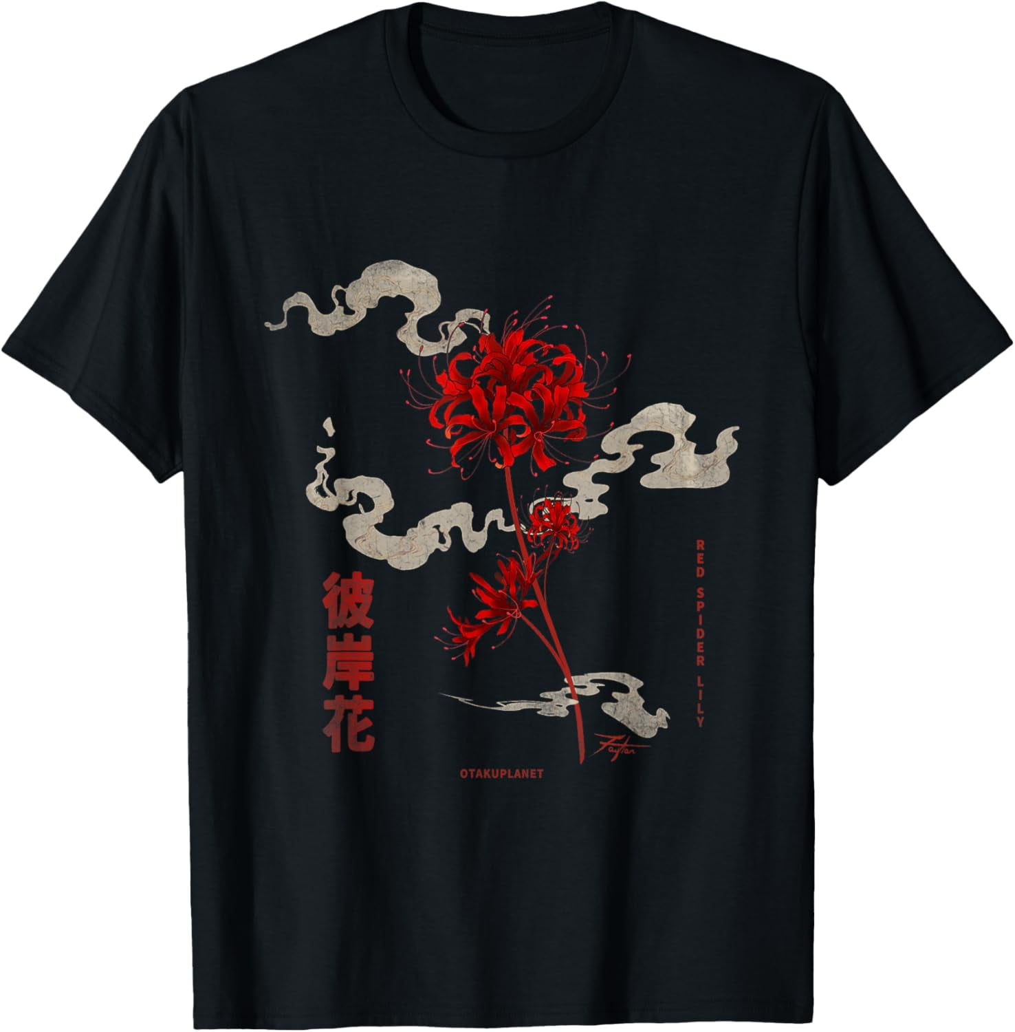 Simple Fit Japanese Red Spider Lily Flower In Harajuku Aesthetic Style ...