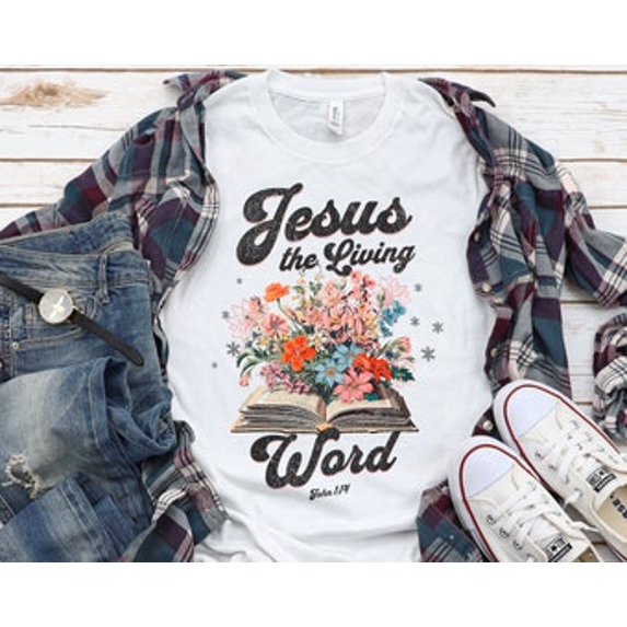Simple Fit Jesus Is Living Word Shirt, Christian Outfit, Bible ...