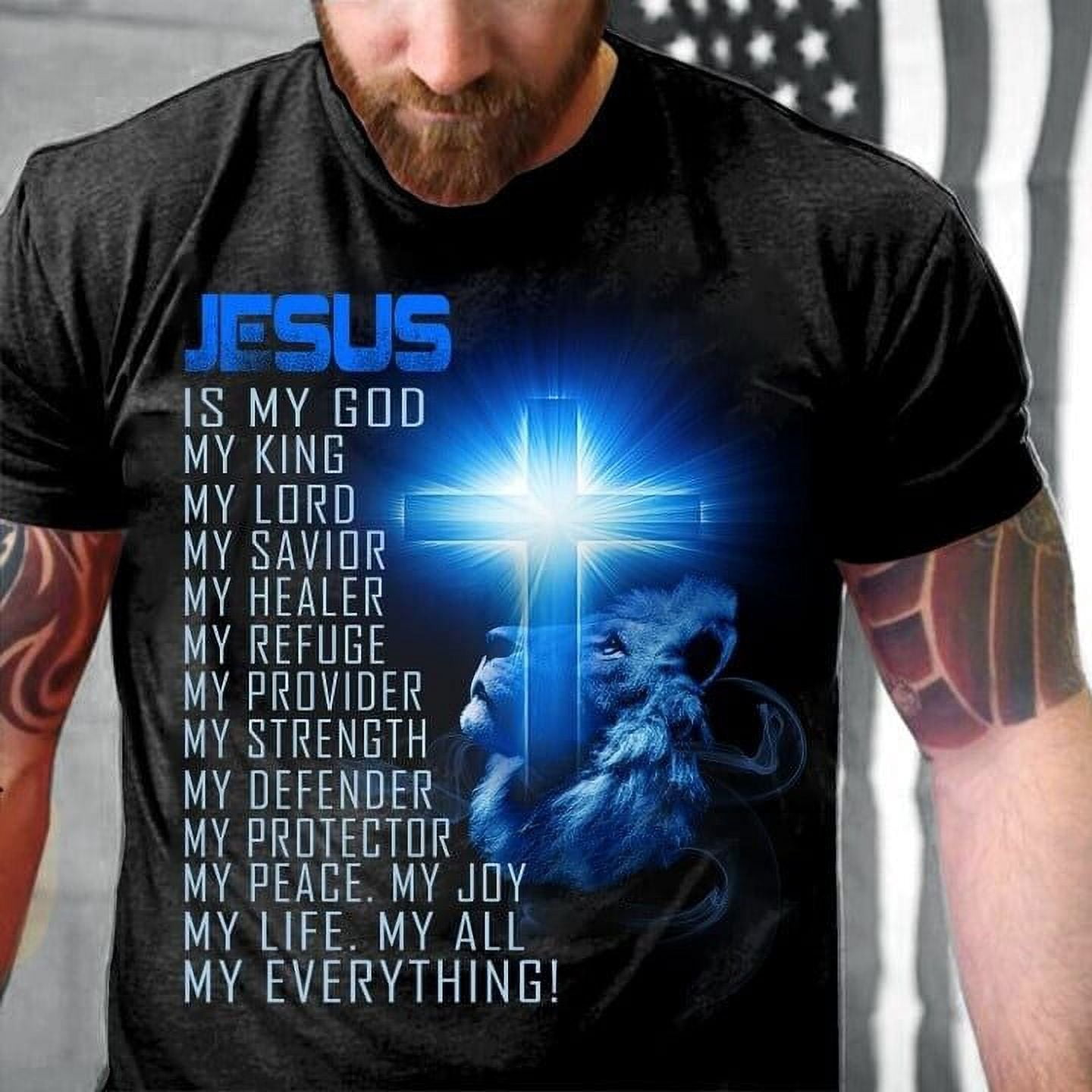 Simple Fit Jesus Is My God King My Lord My Savior Blue Lion Christian ...