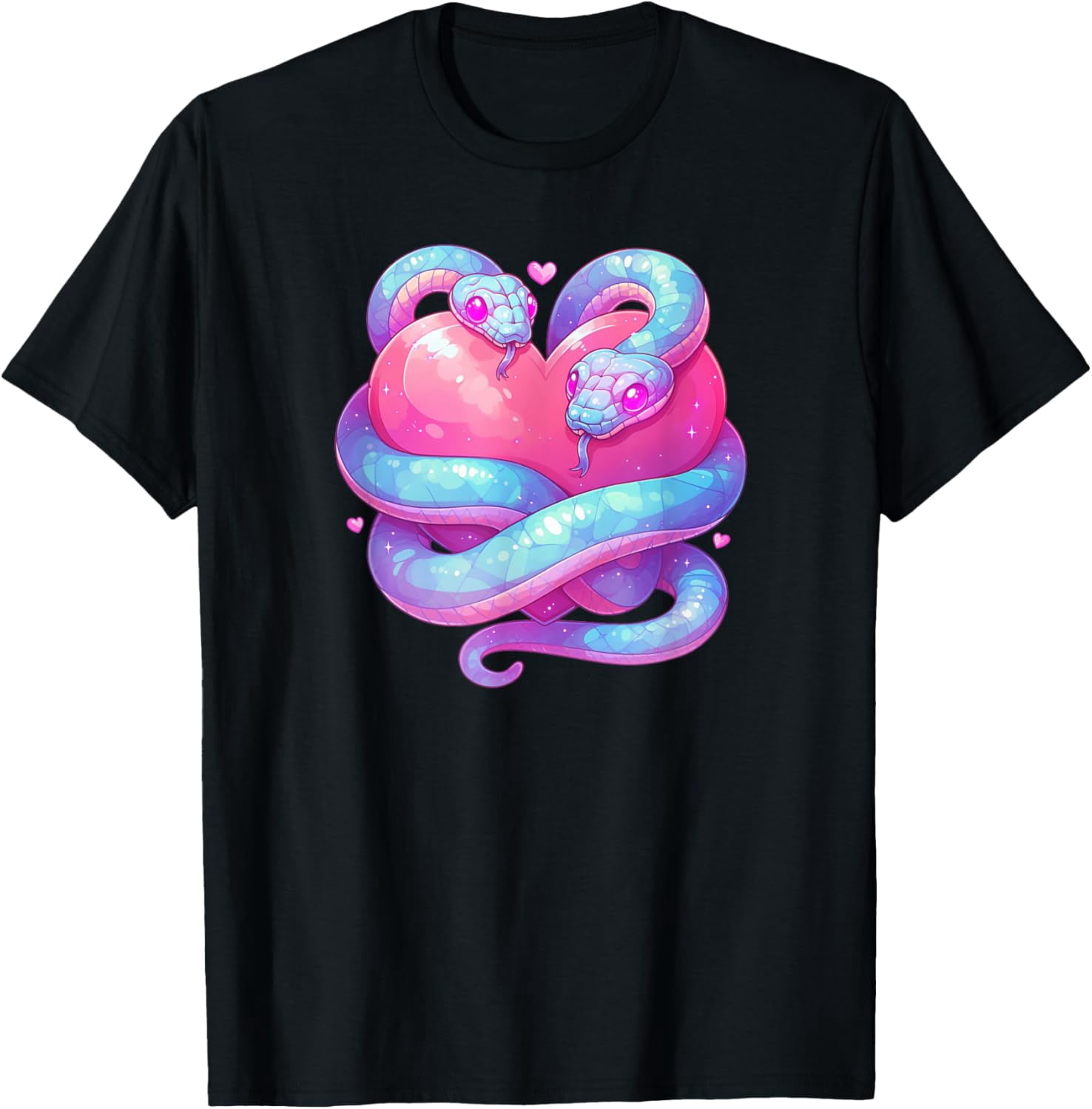 Simple Fit Kawaii Pastel Goth Creepy Cute Witchy Snakes & Pink Heart T ...
