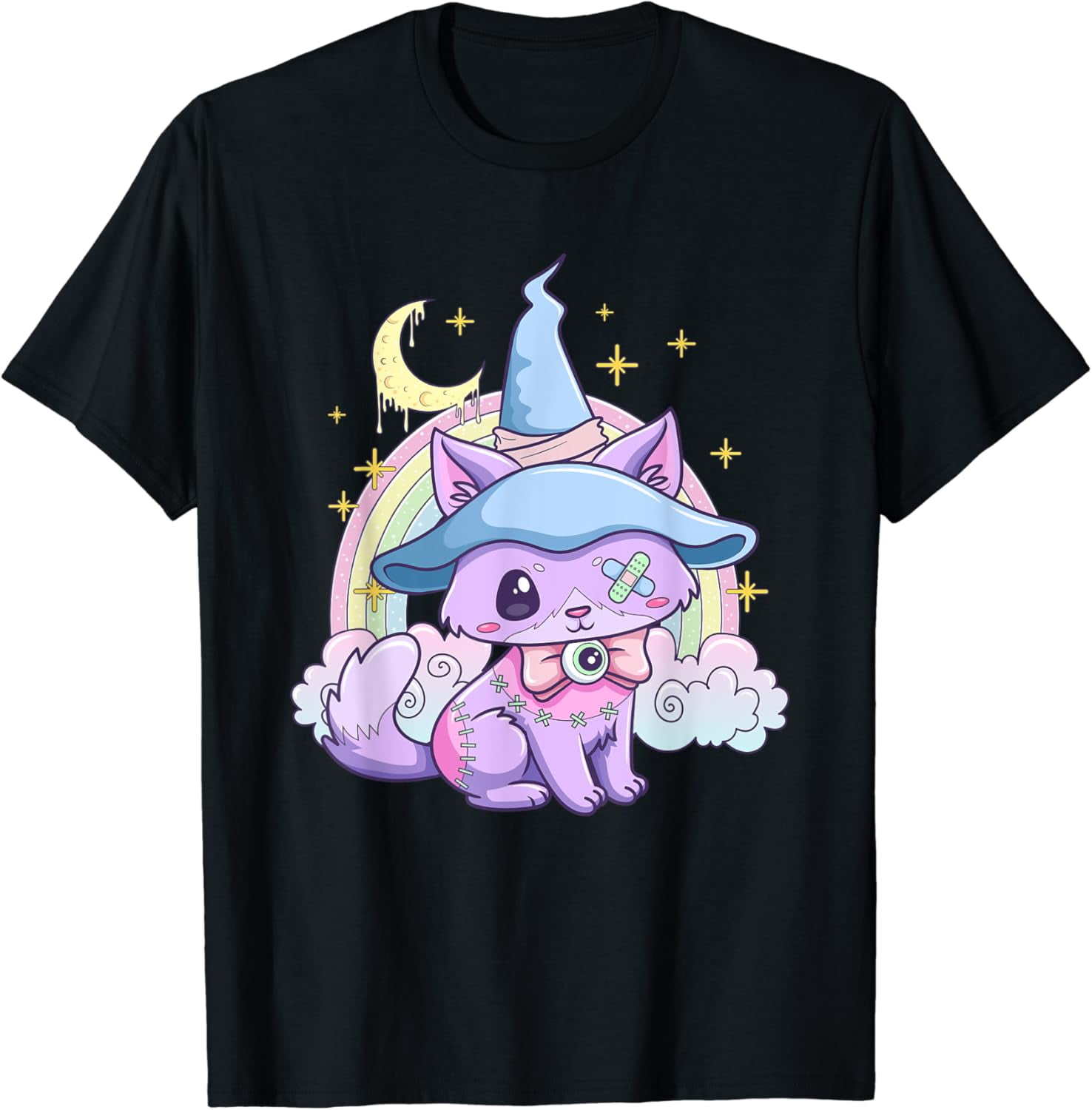 Simple Fit Kawaii Pastel Goth Cute Creepy Witchy Cat T-Shirt - Walmart.com