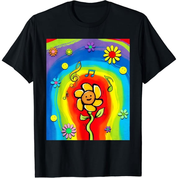 Simple Fit Kidcore Aesthetic Rainbow Dancing Flower 80S 90S Retro T ...