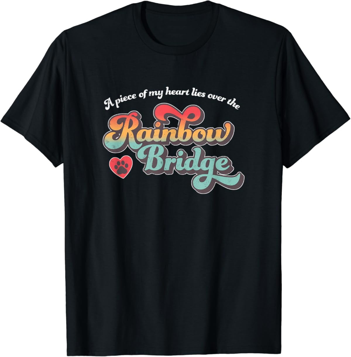 Simple Fit Memorial Rainbow Bridge Cat Paw Heart - Pet Sympathy T-Shirt ...