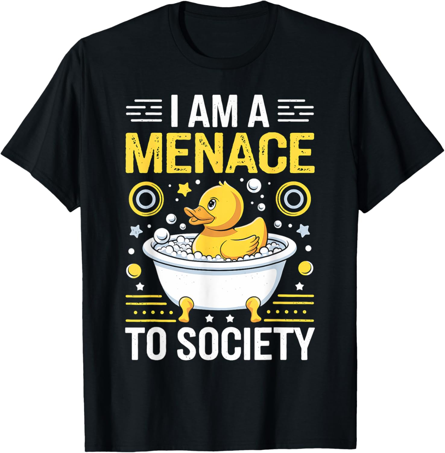 Simple Fit Menace To Society Funny Duck Bath Time Humor T-Shirt ...