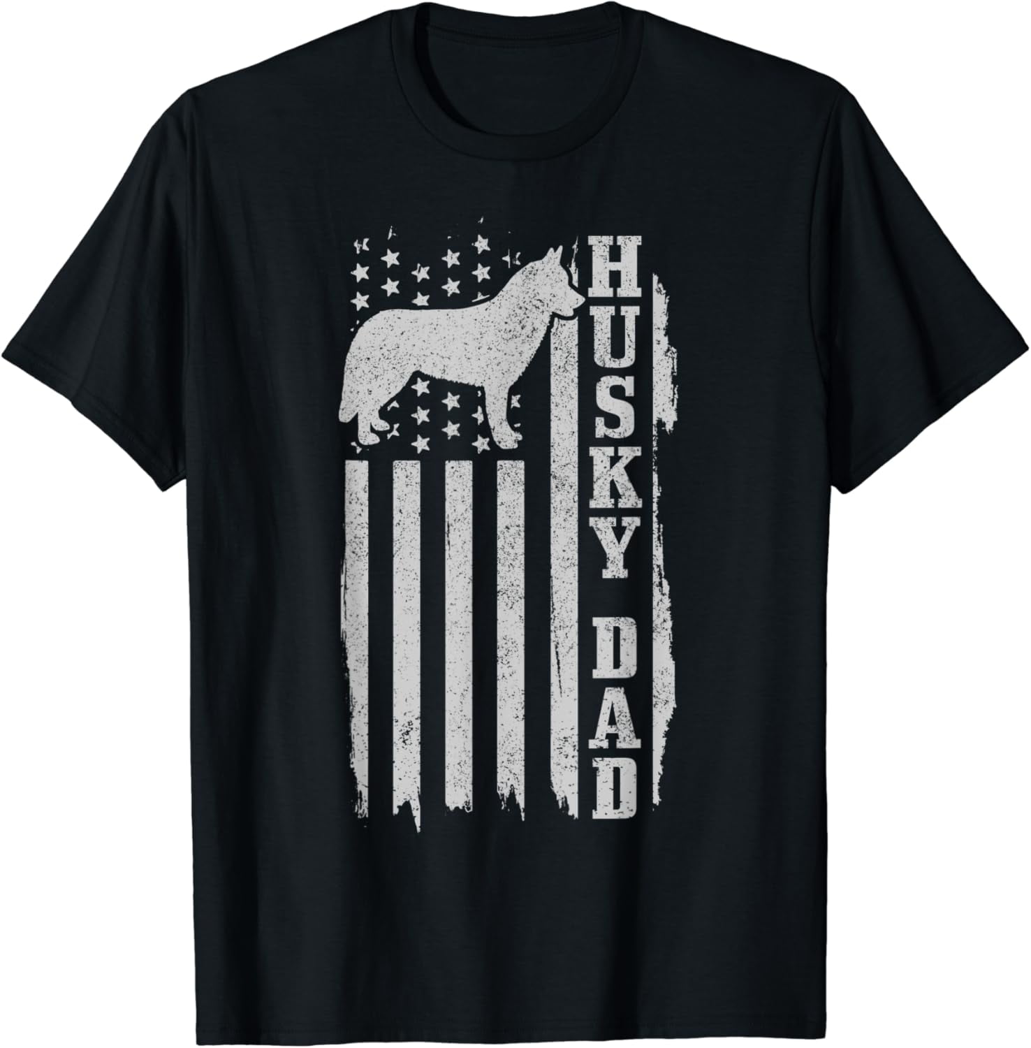 Simple Fit Mens Husky Dad Vintage American Flag Patriotic Husky Dog T ...