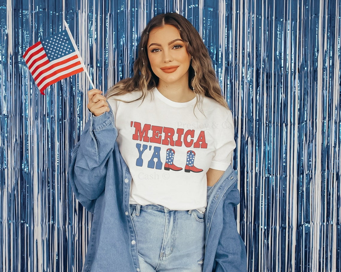 Simple Fit Merica Shirt Fourth Of July Shirt Cowgirl Shirt Retro ...